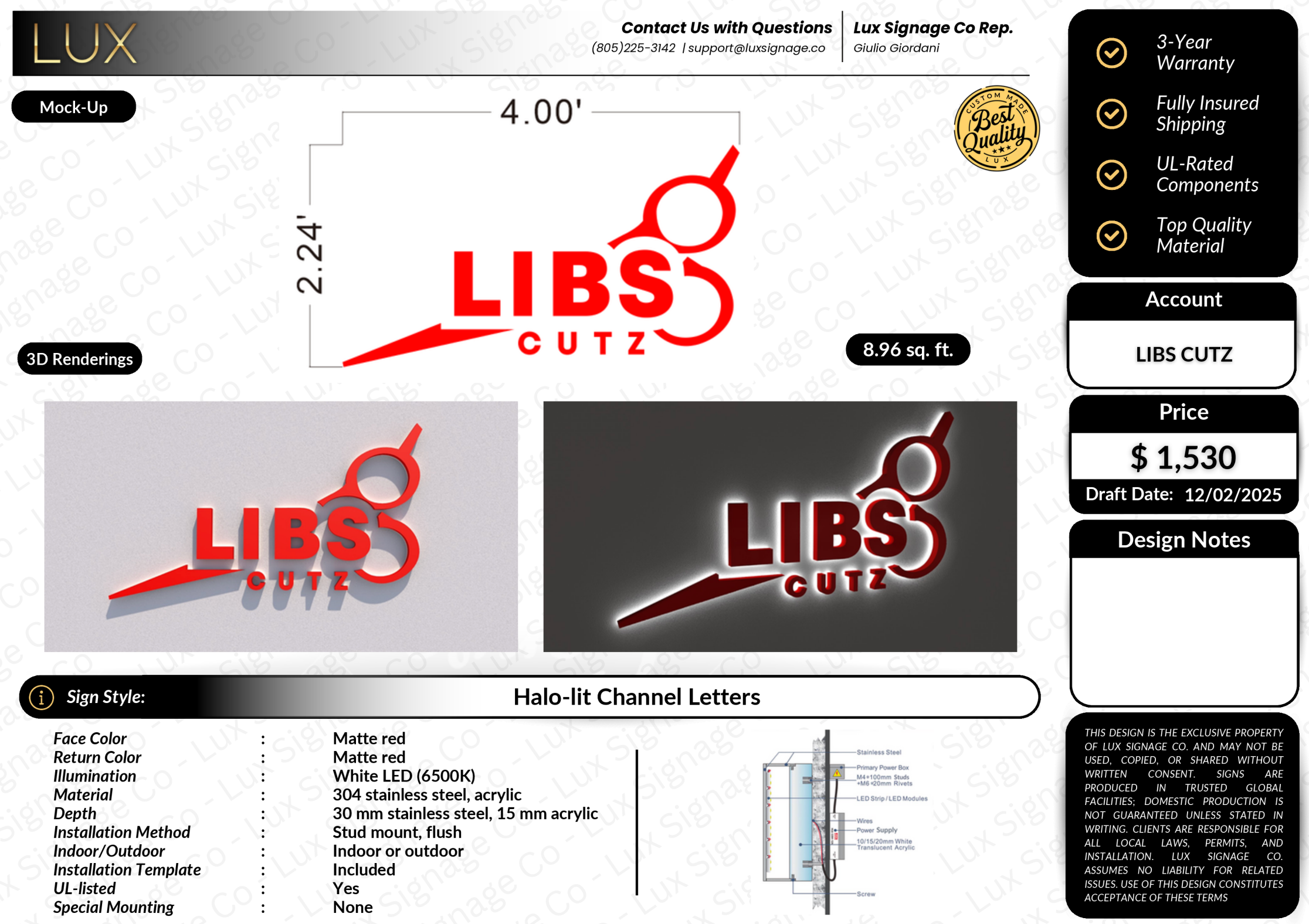 Custom Business Sign for Libs Cutz – Lux Signage Co