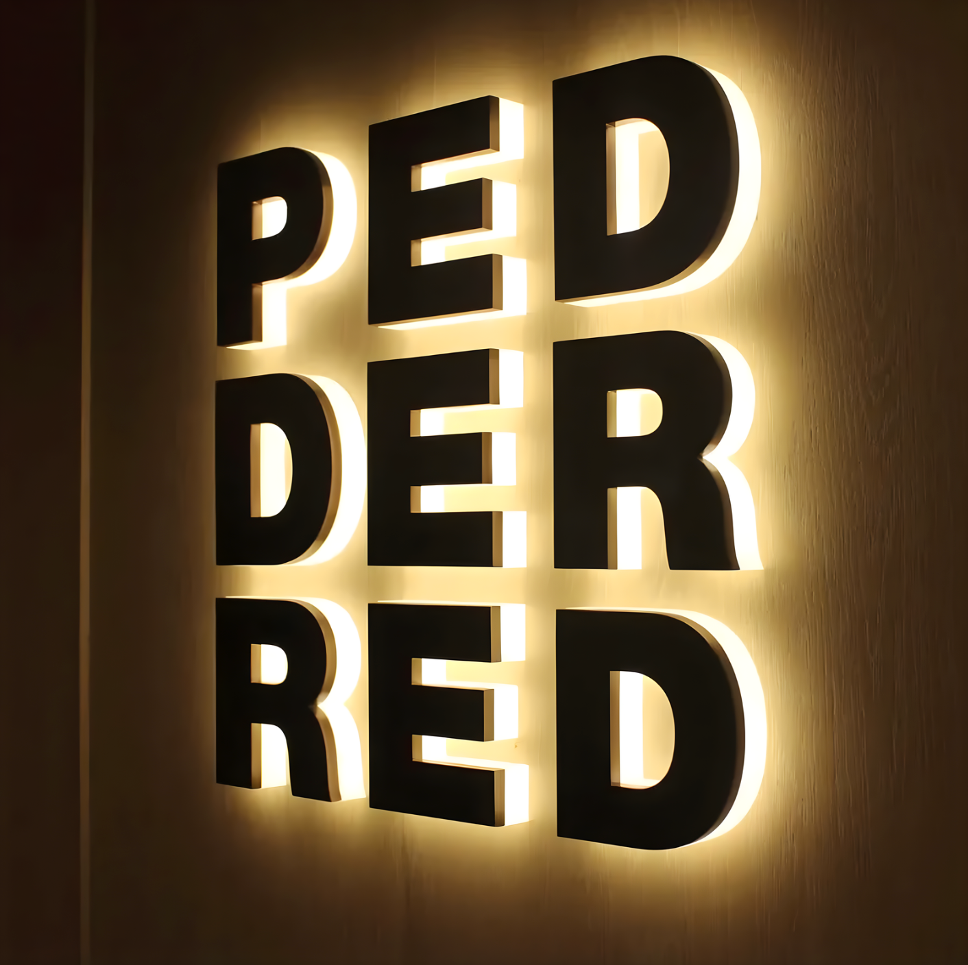Interior Feature Wall Signs – Reverse-Lit LED Letters – Lux Signage Co